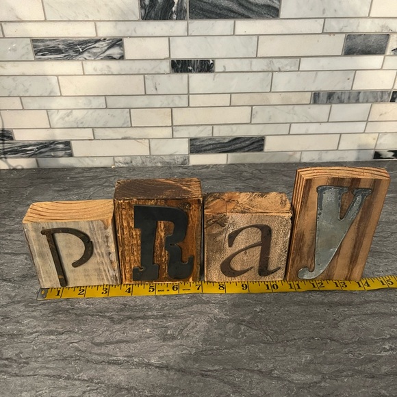 Hand Crafted | Accents | Rustic Farmhouse Pray Hand Crafted Woodmetal ...